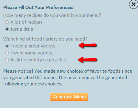 Food variety - Trim Down Club
