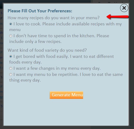 Food variety - Trim Down Club